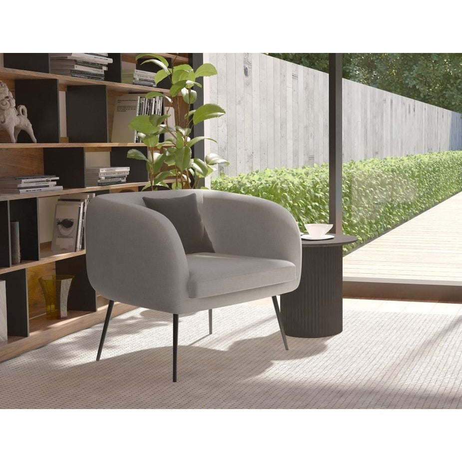 Chic Solitude Grey Single Seater Sofa (Available in 3 Frame Colors)